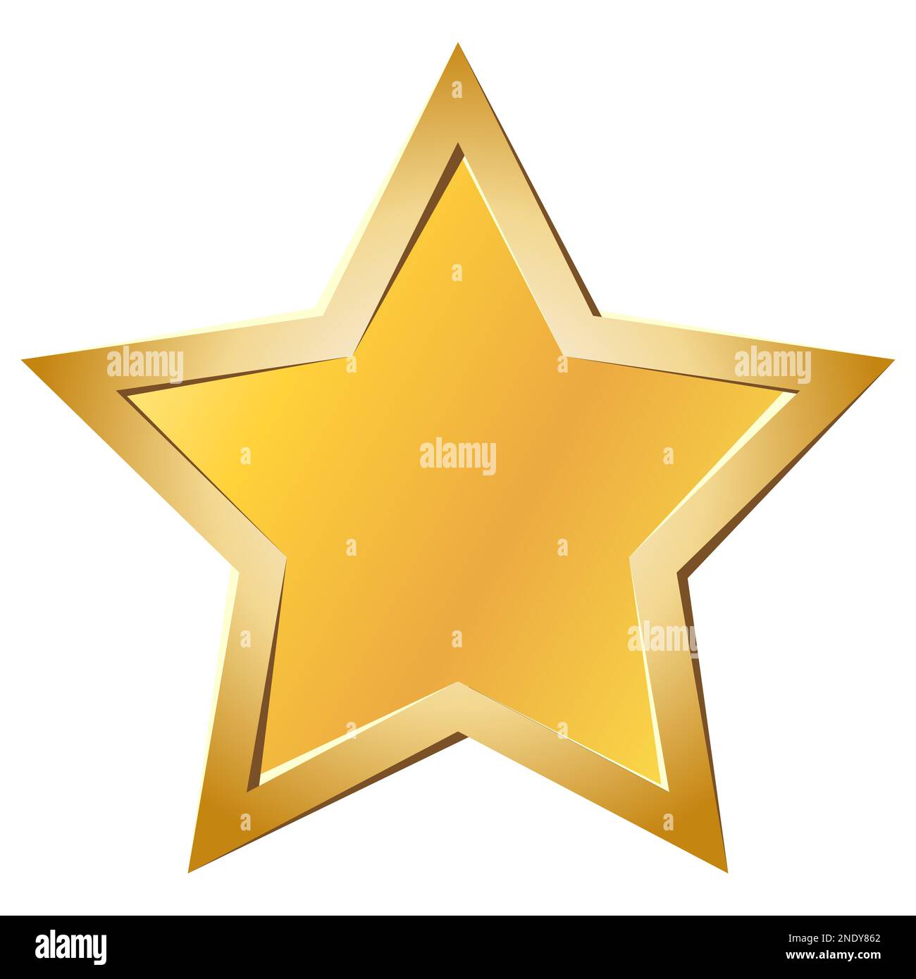 Golden rating star with border on white background. To assign rating or ...