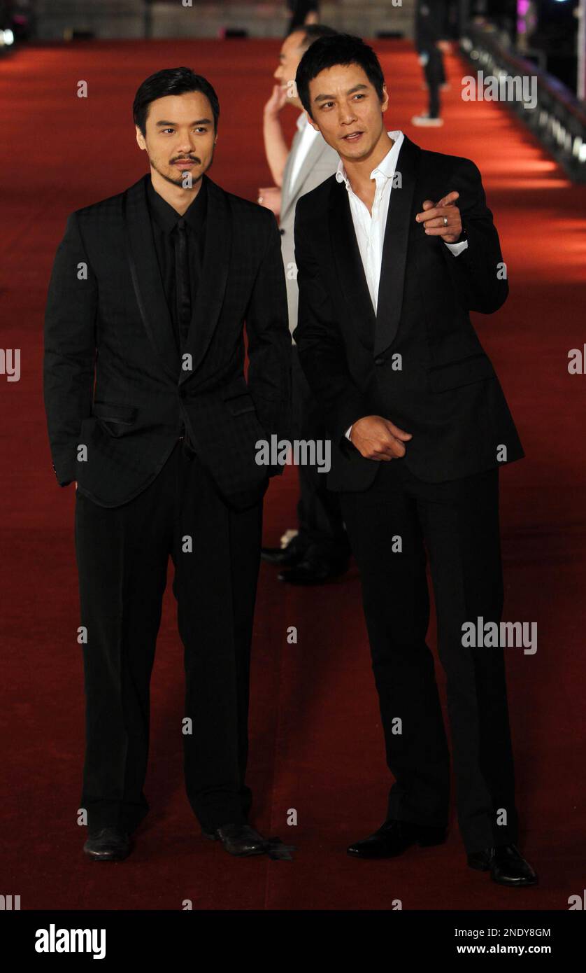 Hong Kong's actors Daniel Wu, right, and Stephen Fung pose on the red ...