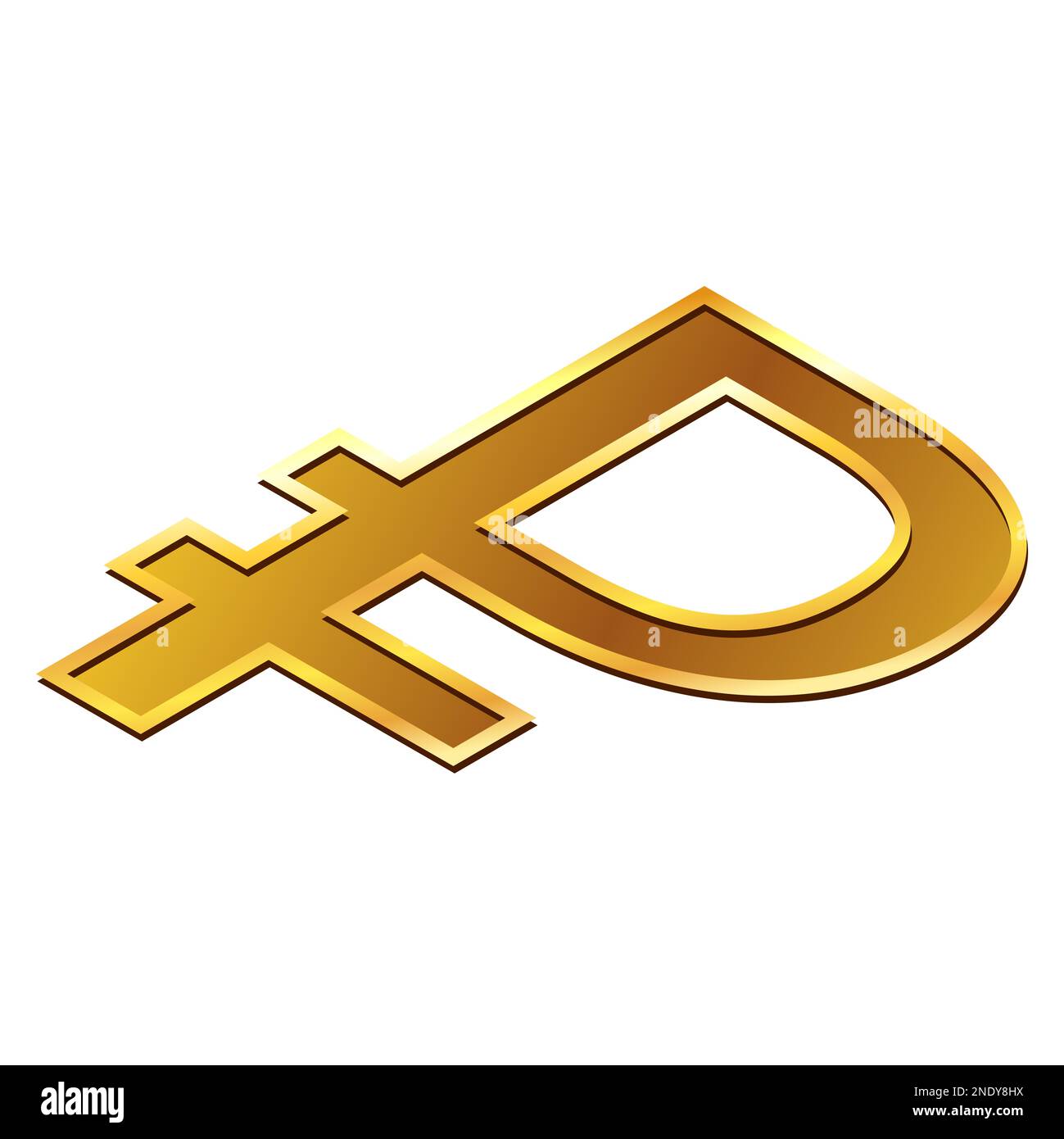 Russian ruble RUB currency golden sign in isometric top view isolated ...