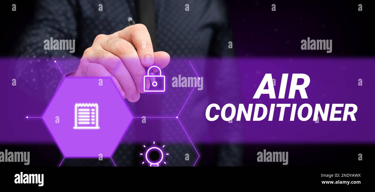 Sign displaying Air Conditioner. Business showcase apparatus for ...