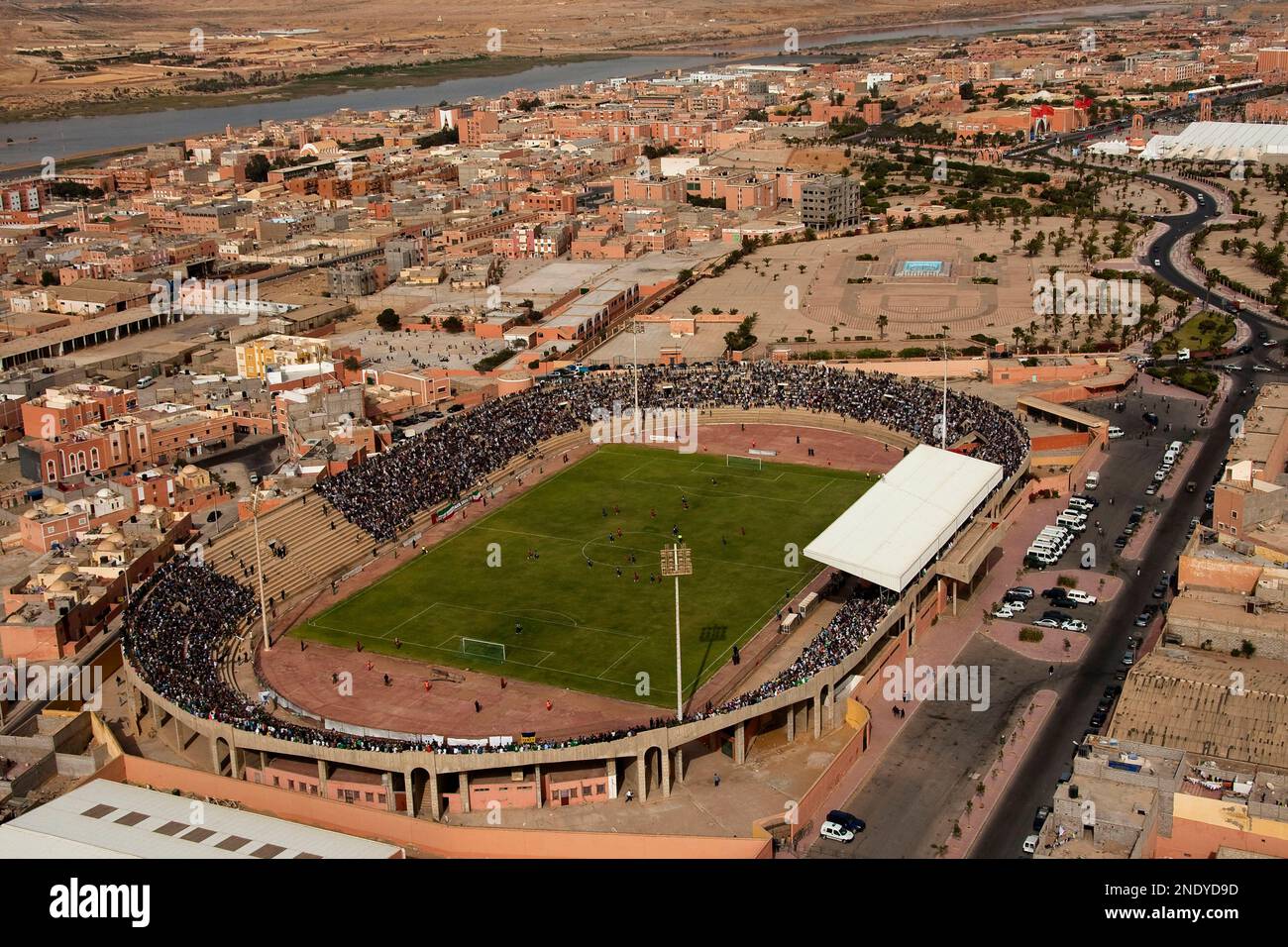 A view of the stadium of Laayoune, Western Sahara, is photographed ...