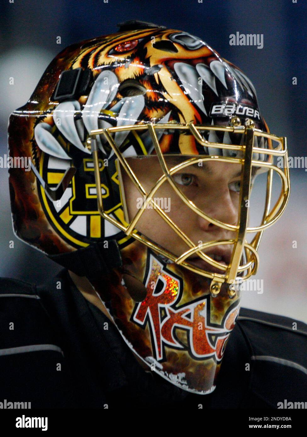 Boston Bruins' Tuukka Rask during hockey practice in Buffalo, N.Y ...