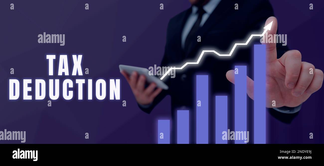 Writing displaying text Tax Deduction. Business overview amount ...