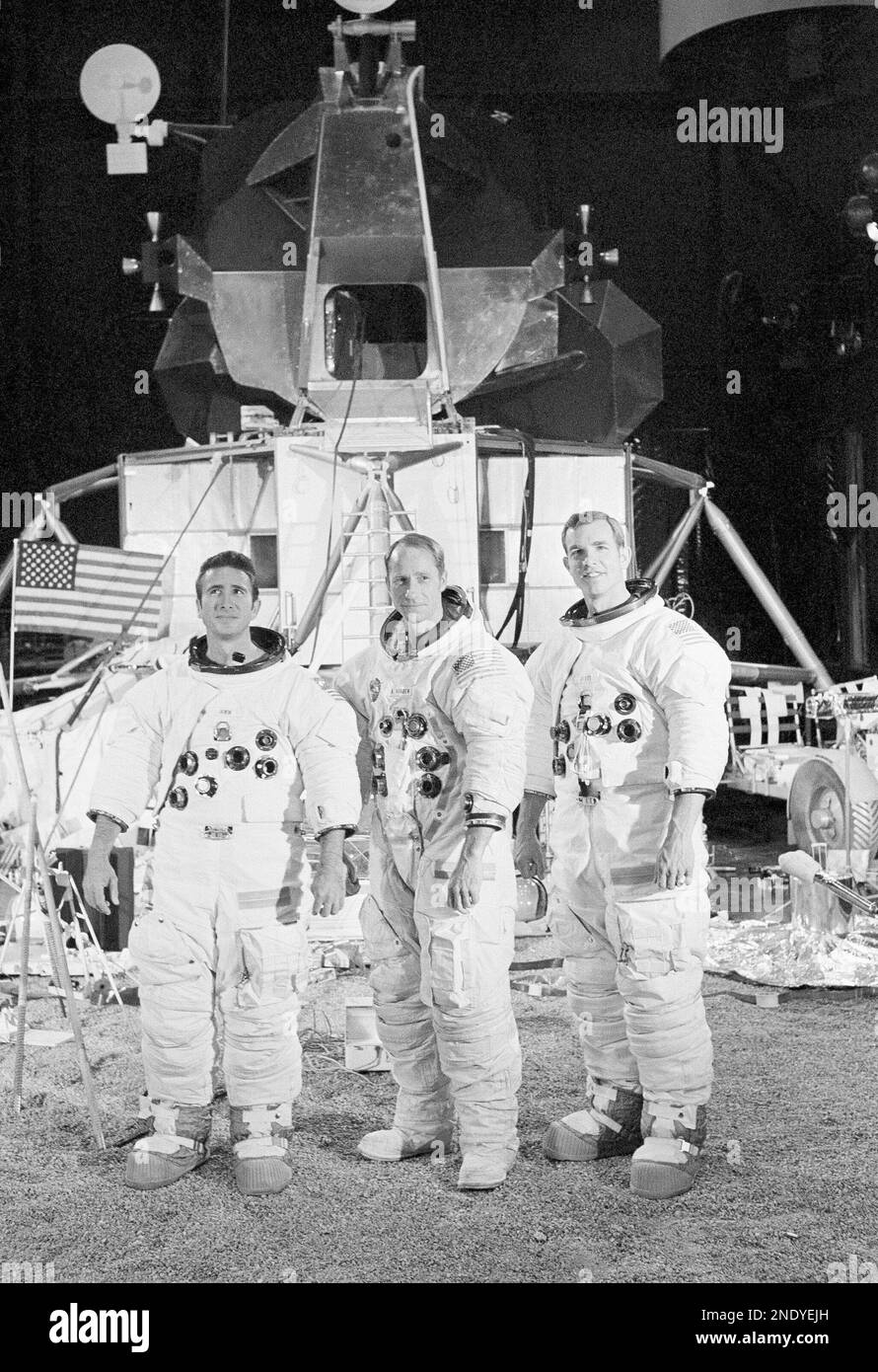 Apollo 15 astronauts from left, James B. Irwin, Alfred M. Worden and ...