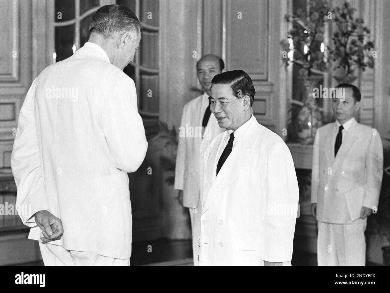 U.S. Ambassador to South Viet Nam Henry Cabot Lodge presents his ...