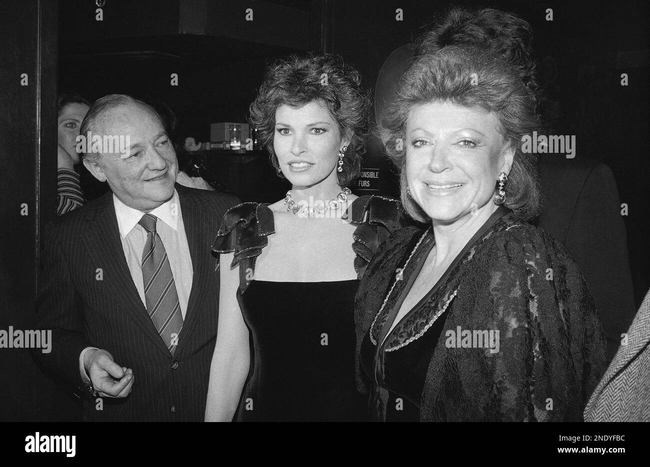Raquel Welch, center, shown with theater owner Jimmy Nederlander, left ...