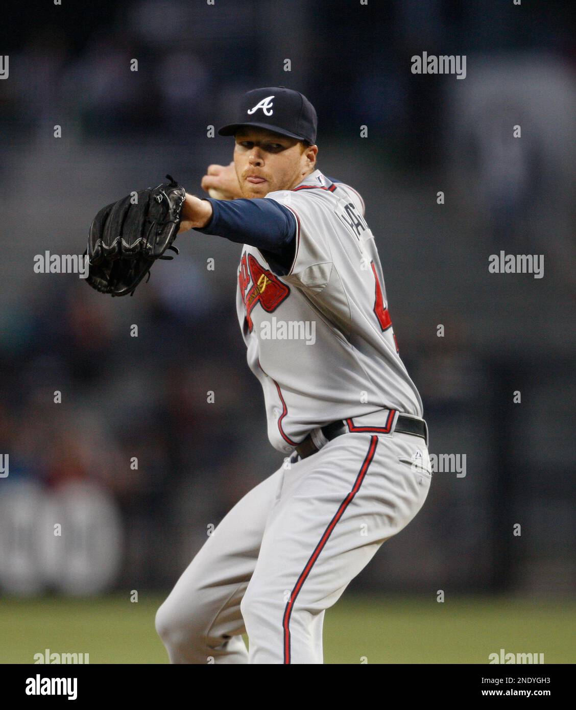 Atlanta Braves starting pitcher Tommy Hanson during a baseball game ...