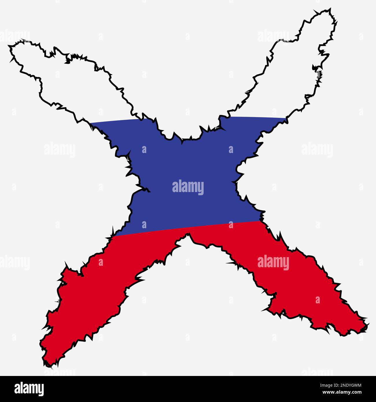 Crossed out flag of Russian Federation isolated on white background. Blocking Russia and ...