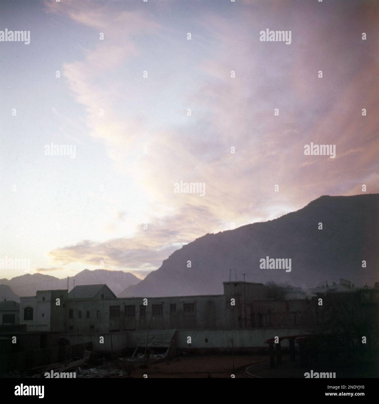 Sunset in Kabul from the mountain on the south side of it in an undated ...