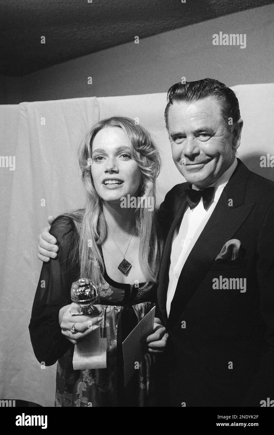Best television actress-drama won by Peggy Lipton shown with presenter ...