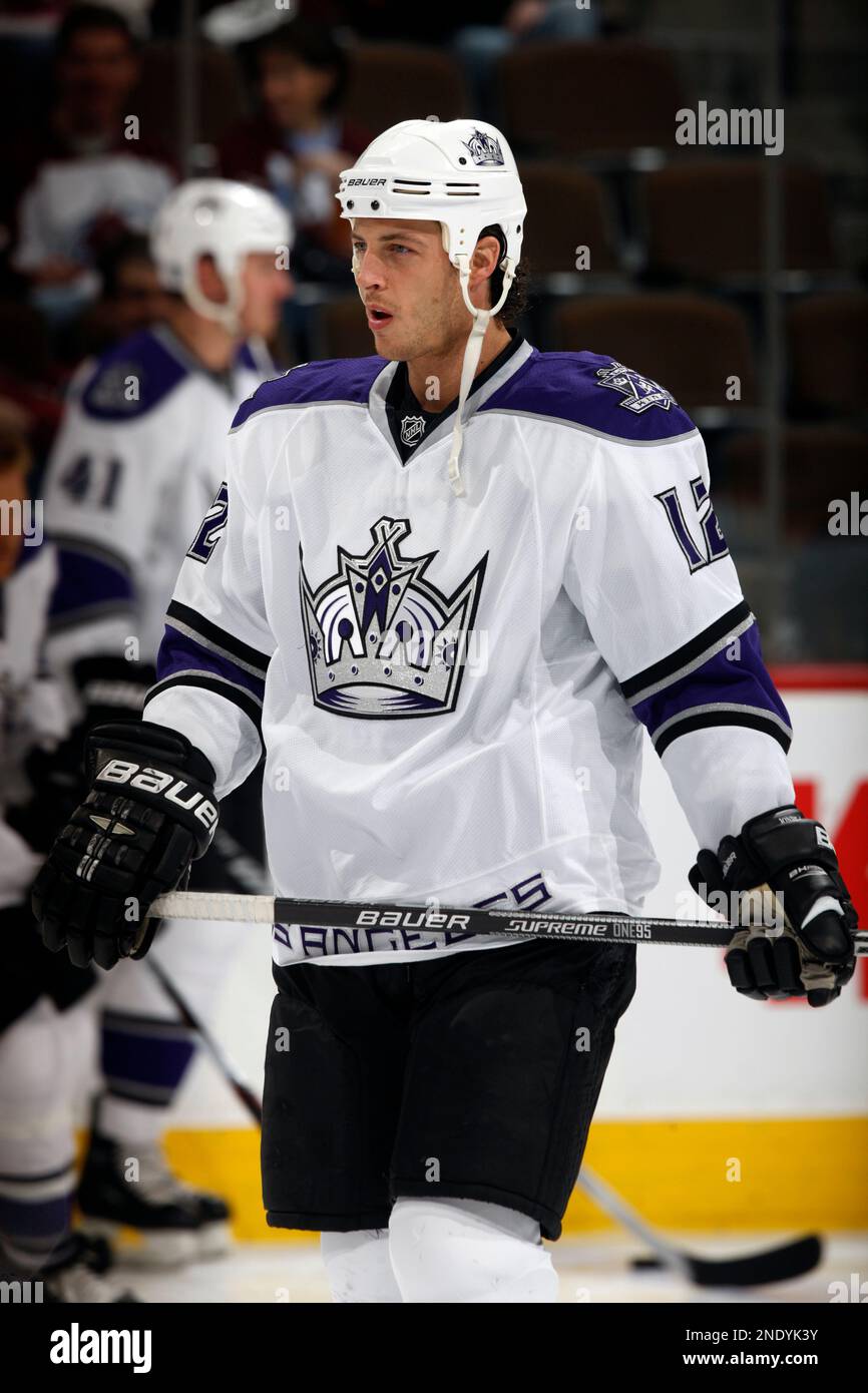 Los Angeles Kings defenseman Randy Jones warms up before facing the ...