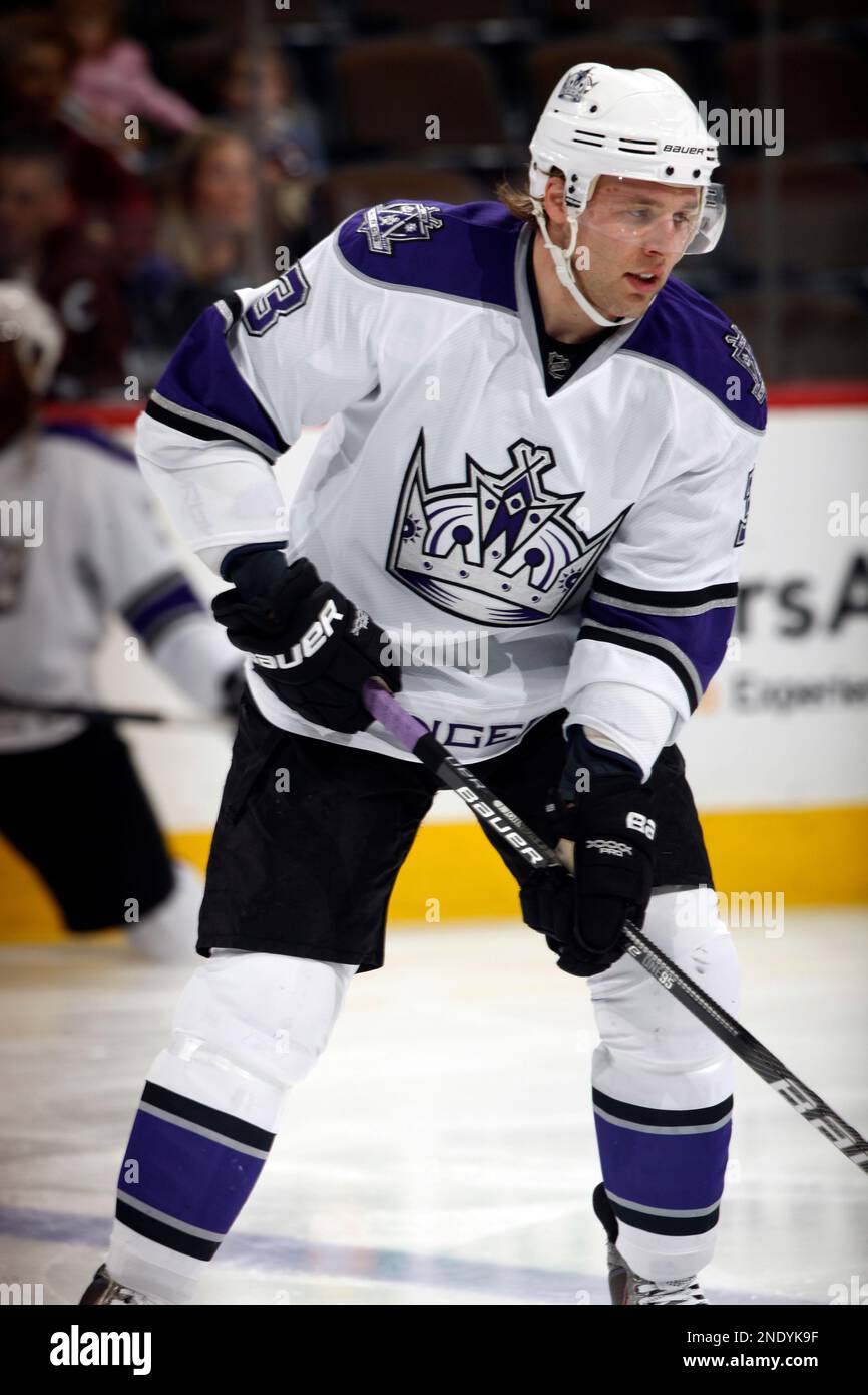 Los Angeles Kings defenseman Jack Johnson warms up before facing the ...
