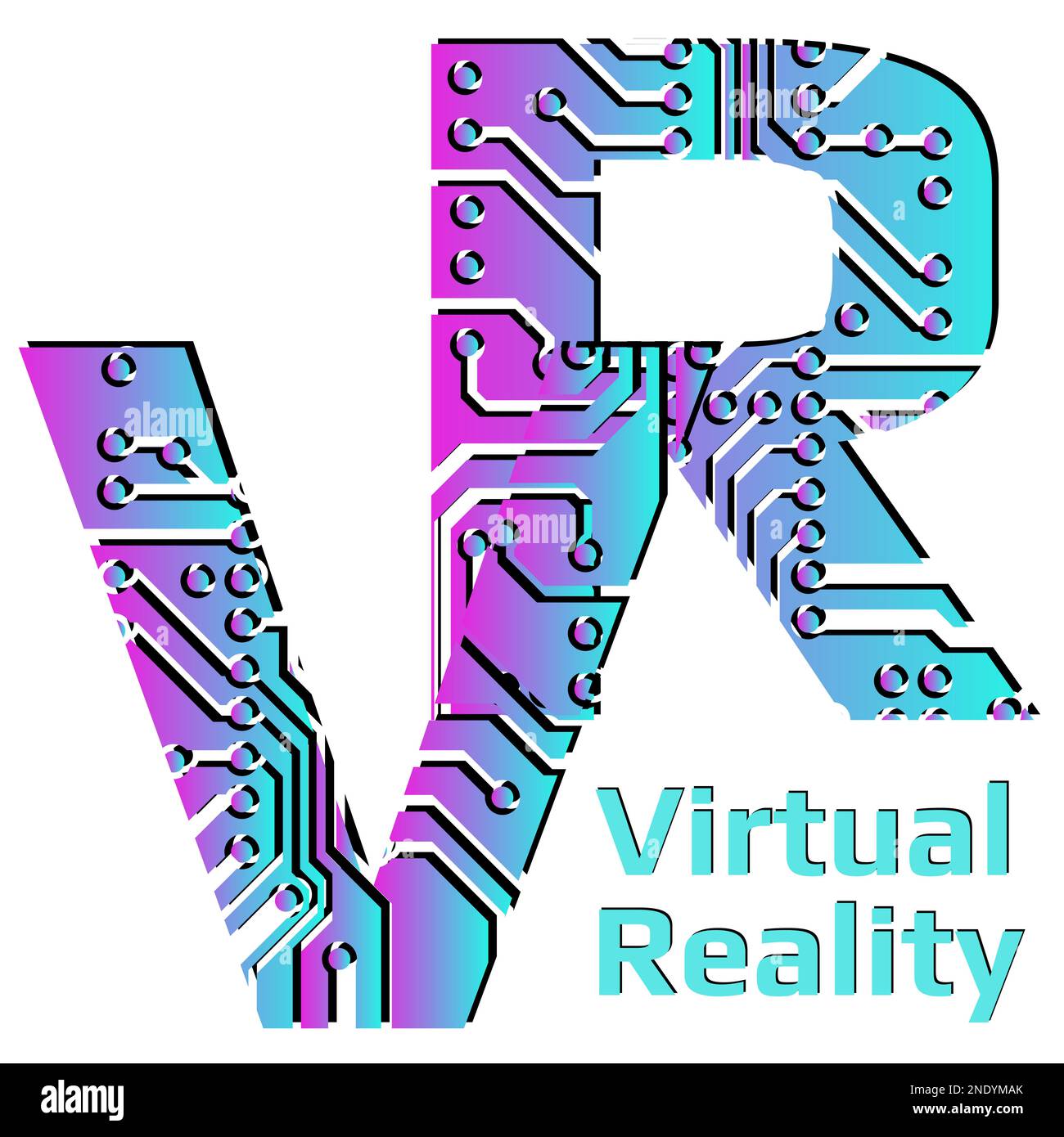 Colorful letters VR abbreviation for Virtual Reality perforated with ...