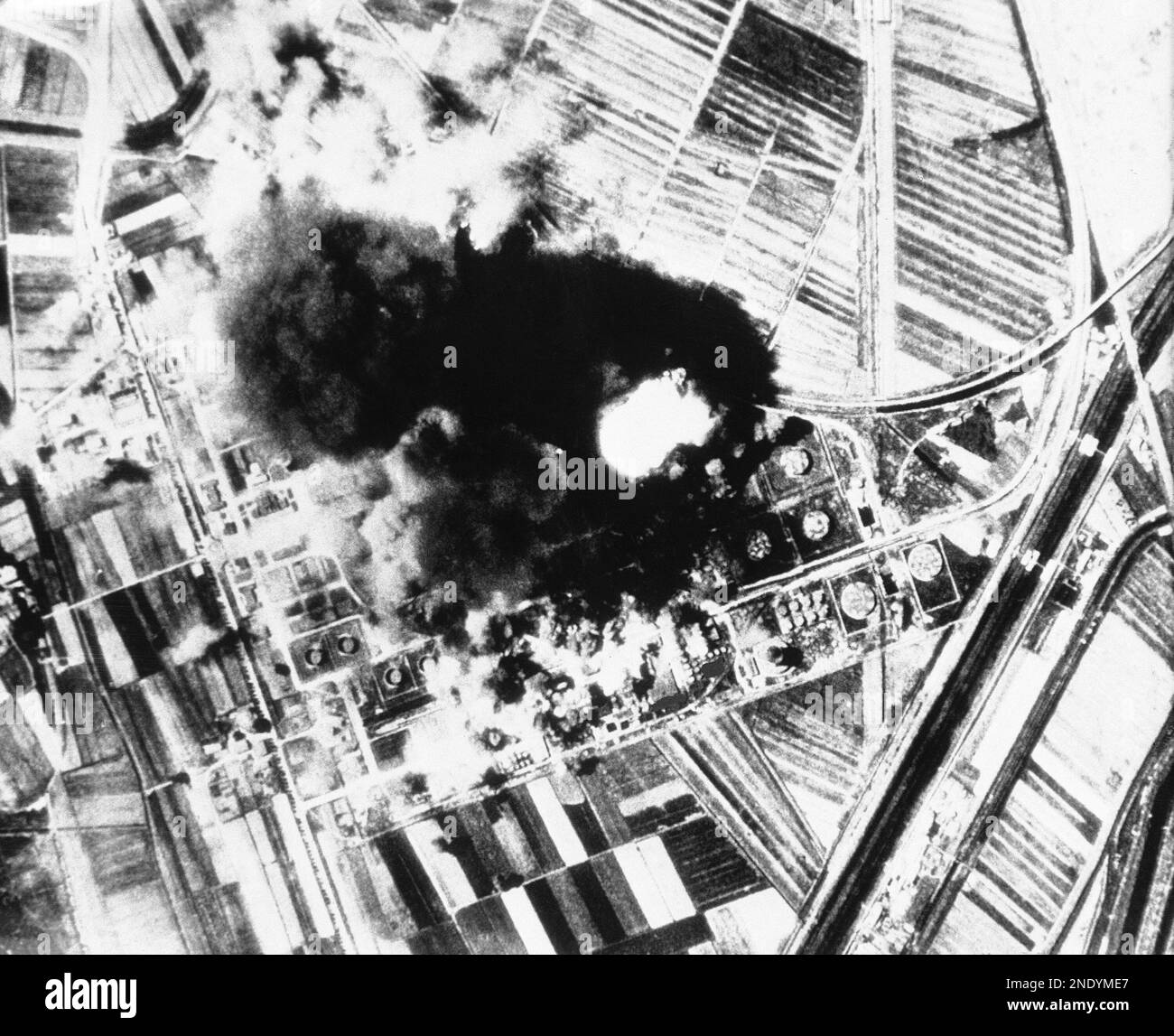 The target for this example of bombing is an oil refinery at Leghorn ...