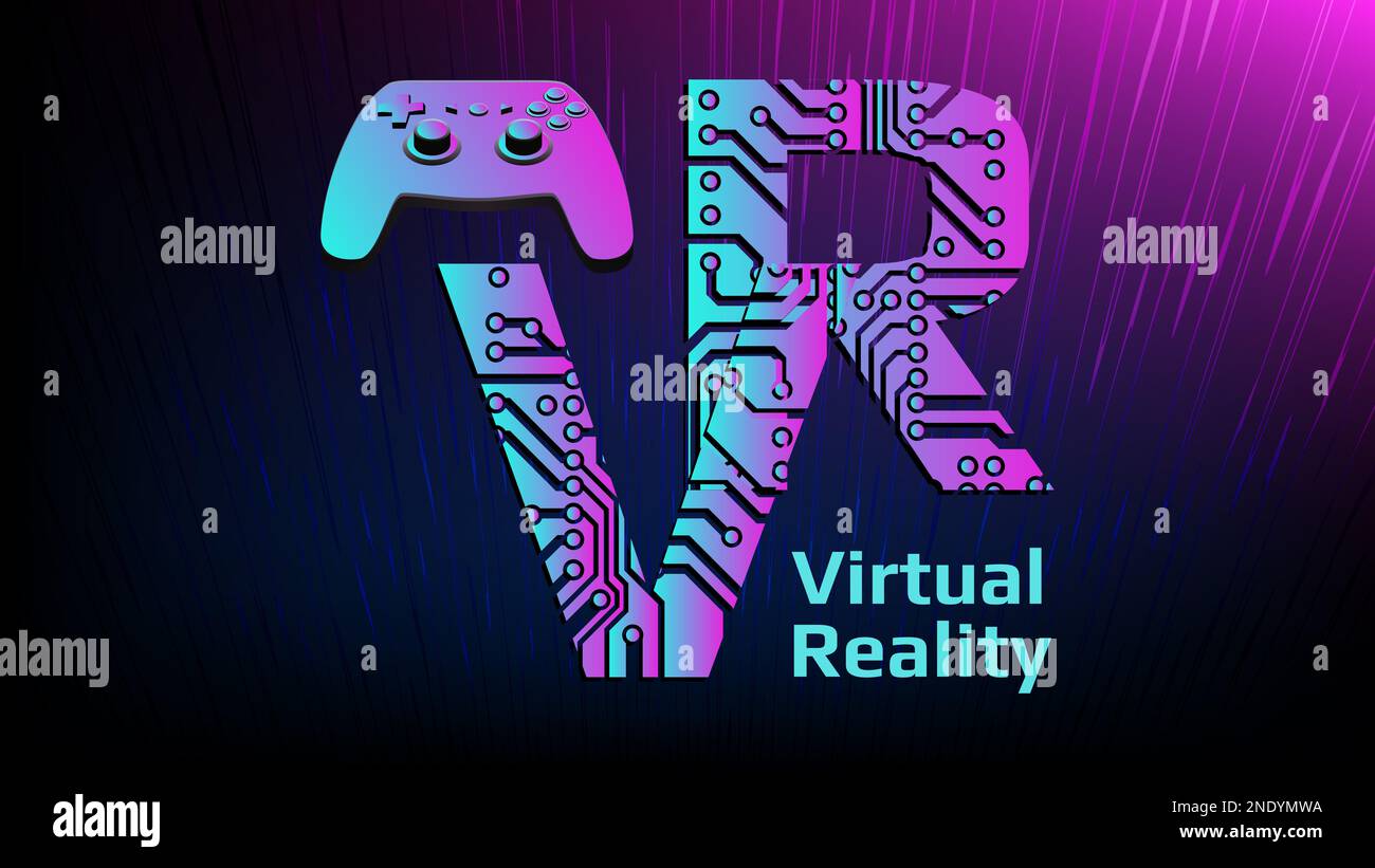 Colorful letters VR abbreviation for Virtual Reality perforated with ...