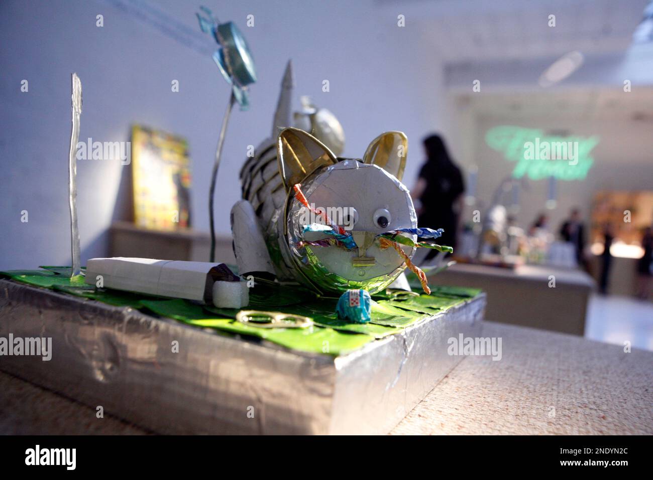 A collection of "can-structions," art pieces made from parts of used ...