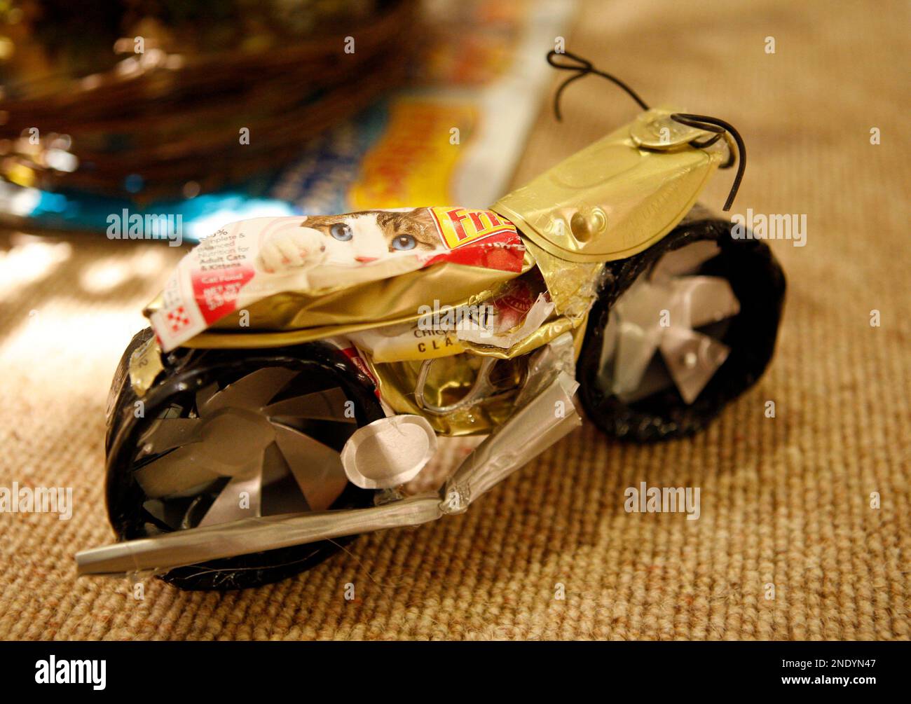 Actor Peter Facinelli's "can-struction," a motorcycle sculpture made ...