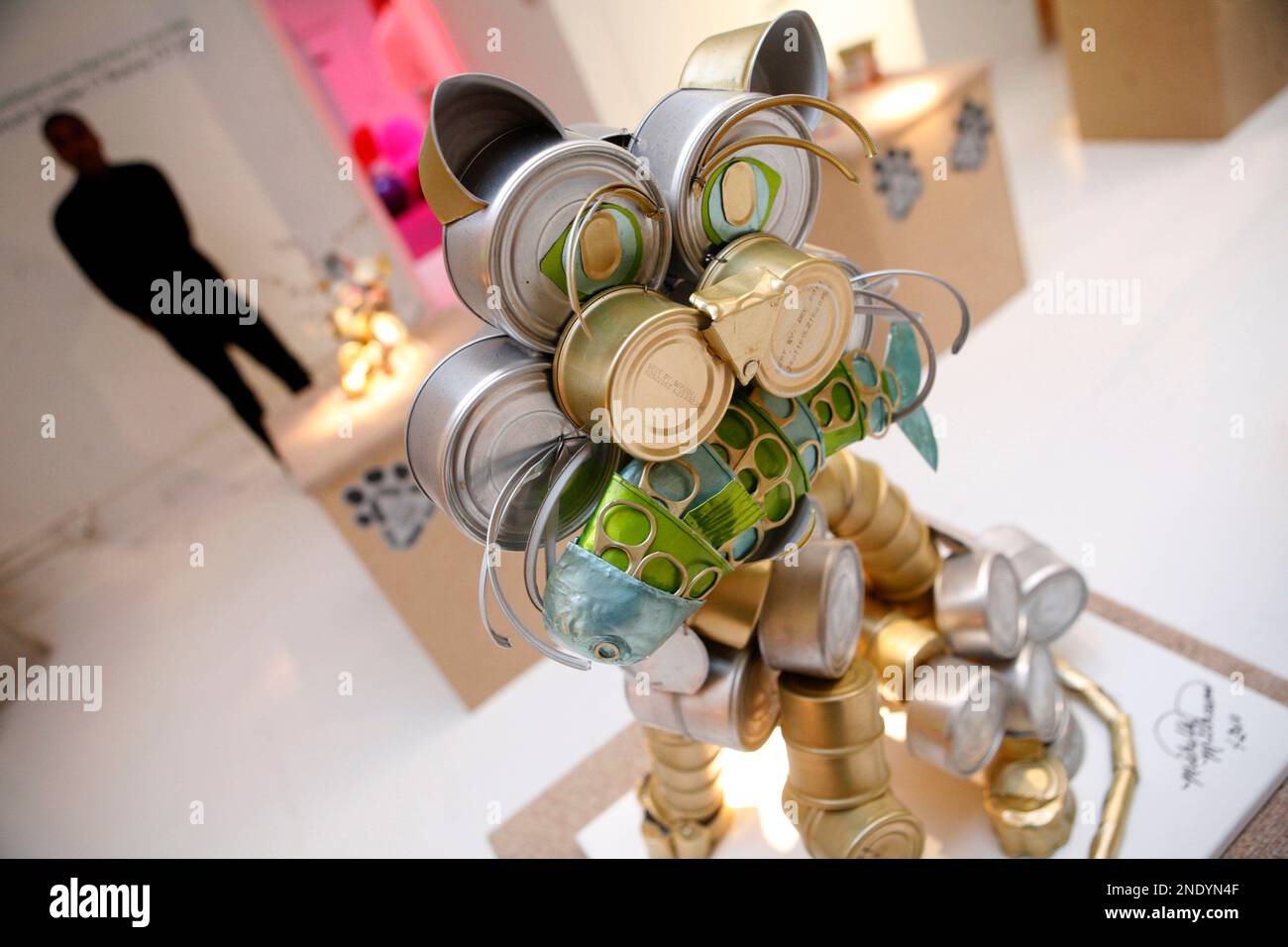 A collection of "can-structions," art pieces made from parts of used ...