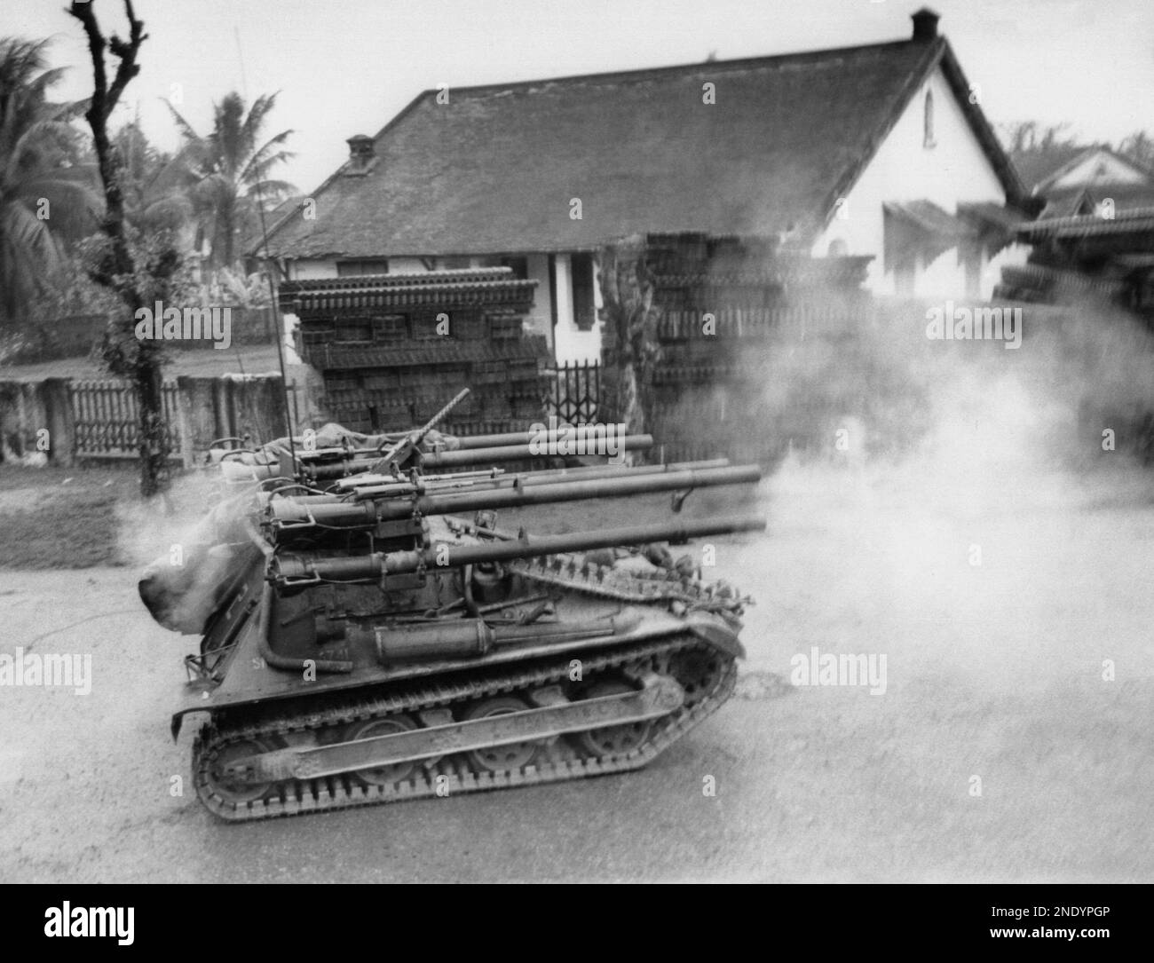 A U.S. Marine Ontos, an armored vehicle with six 106MM recoilless ...