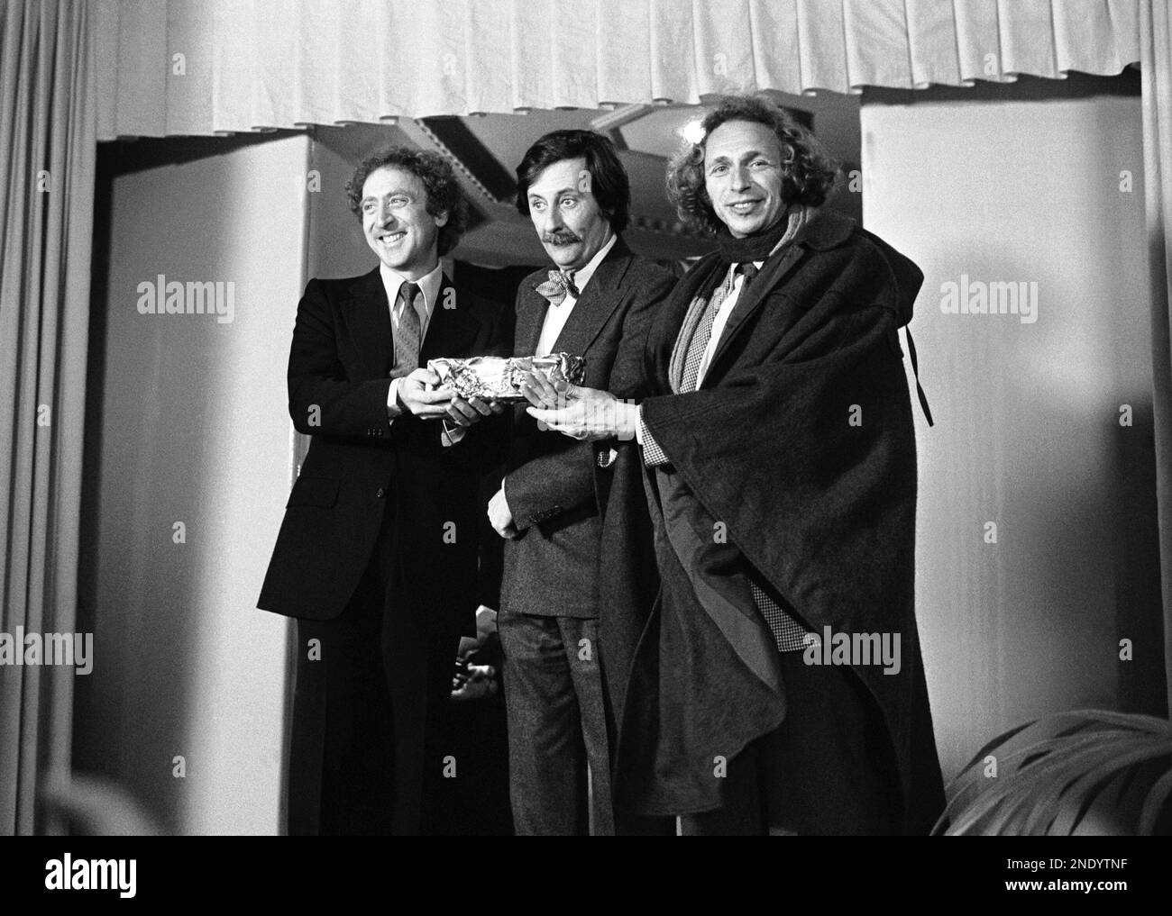 French comedian Jean Rochefort, center, US comedian Gene Wilder, left ...