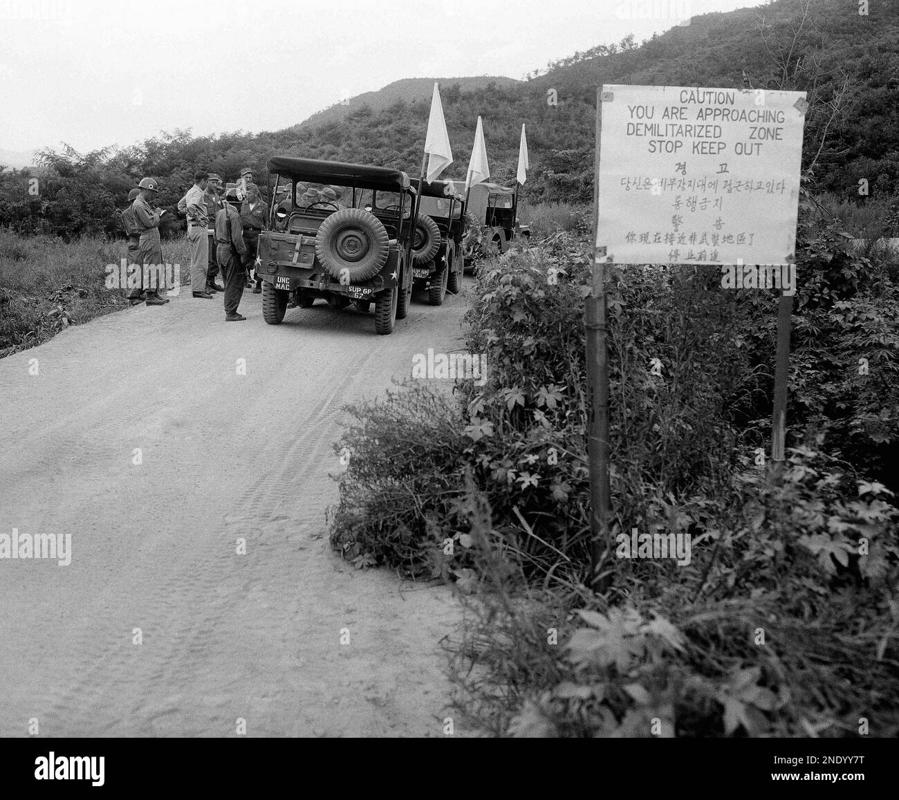 The jeeps of the United Nations Military Armistice Commission observer ...