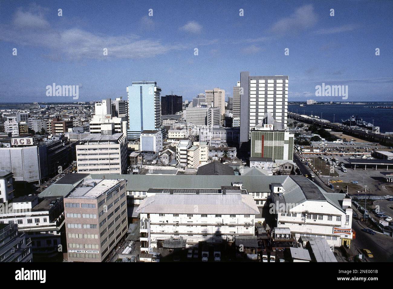 The modern highrise buildings of the Lagos skyline, Nigeria, on March 1 ...