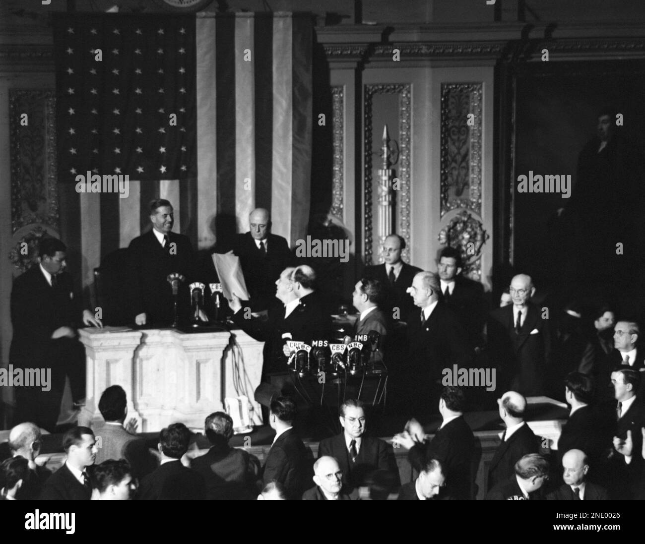 President Franklin Roosevelt handing his request for a declaration of ...