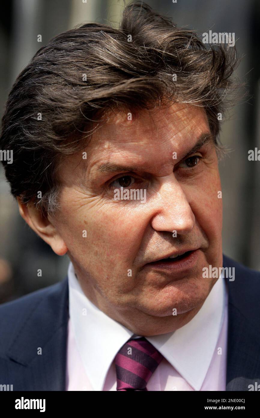 Former Bosnian Vice President Ejup Ganic speaks to the media after his ...