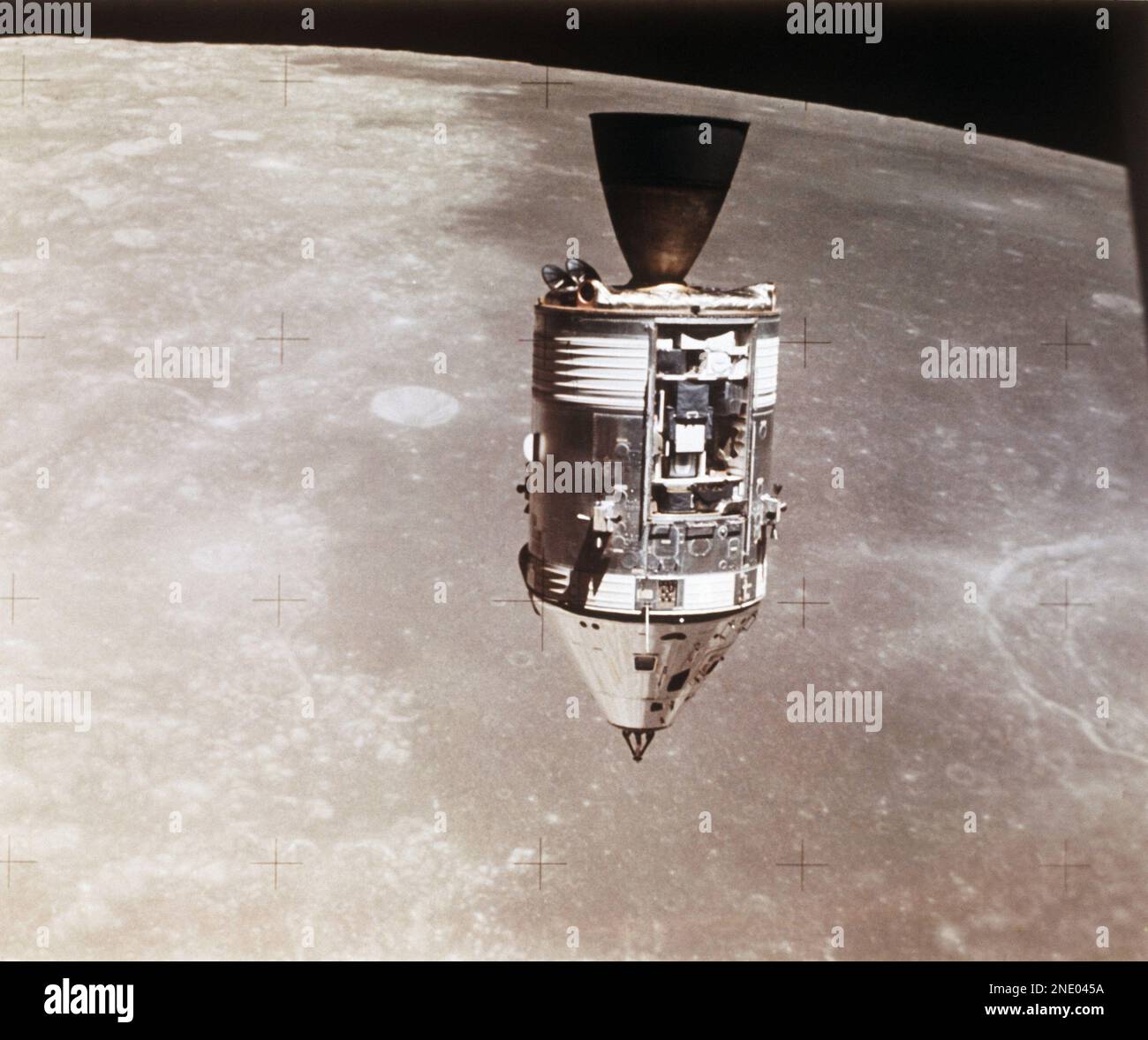 Command and Service Modules in lunar orbit seen from the lunar module ...