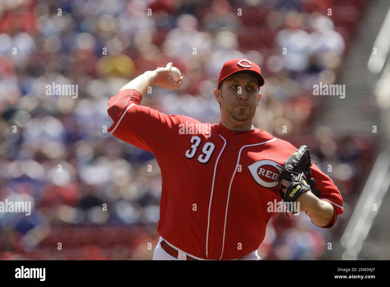 Cincinnati Reds starting pitcher Aaron Harang in action against the ...