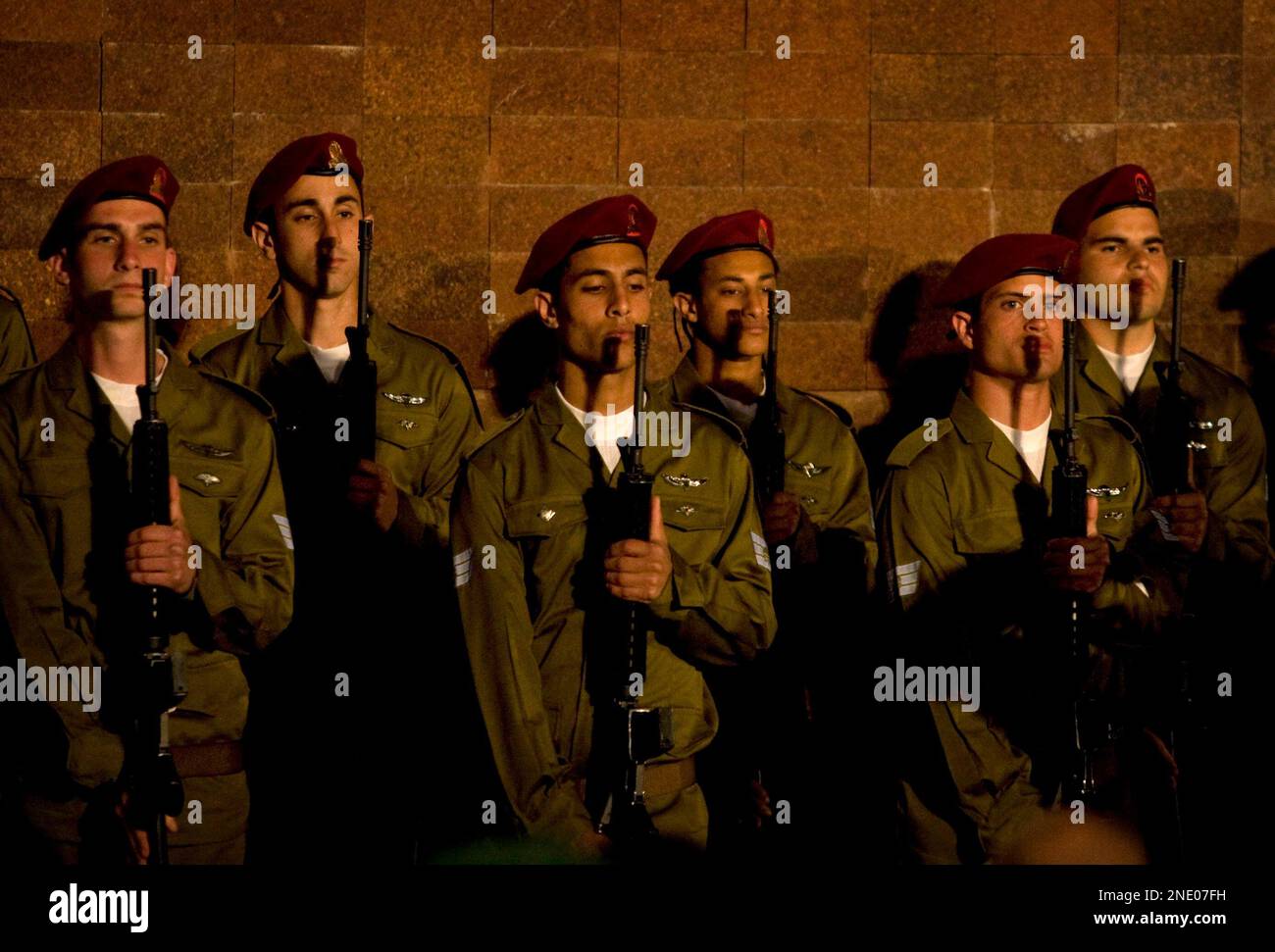 Israeli soldier honor guards participate in the opening ceremony of the ...