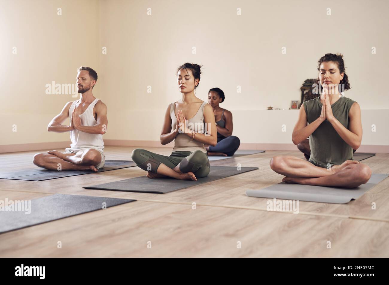 This is what you call a serene environment. Full length shot of a group of young people ...