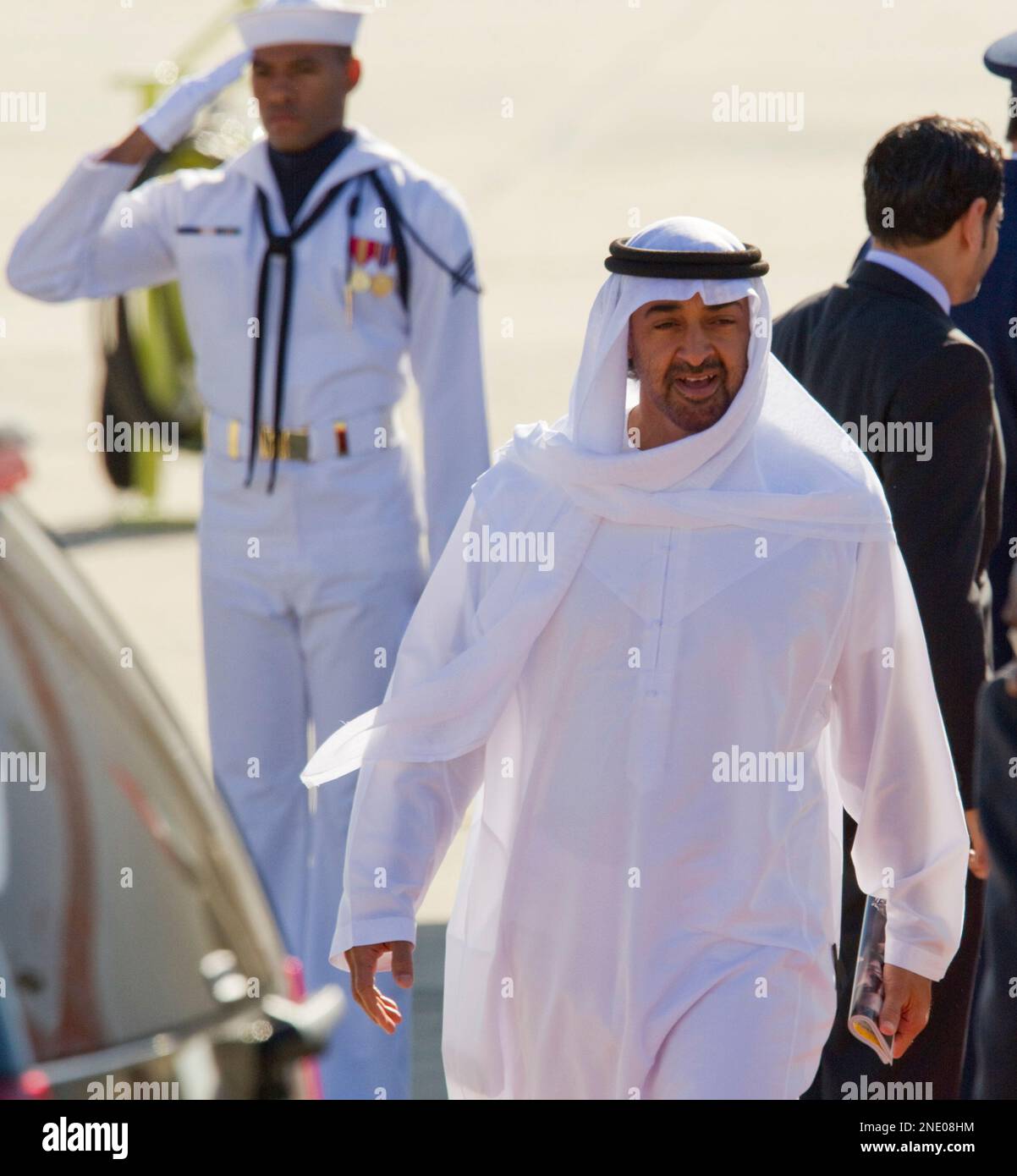 UAE crown prince Sheik Mohamed bin Zayed Al Nahyan, right, arrives for ...