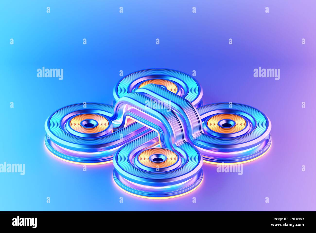 Abstract dynamic shape with ilghting smooth edges, sides. 3D ...