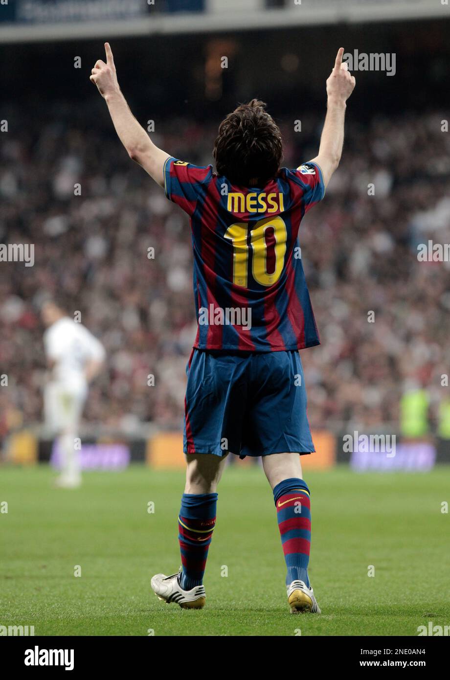 FC Barcelona's Lionel Messi of Argentina celebrates his goal against ...