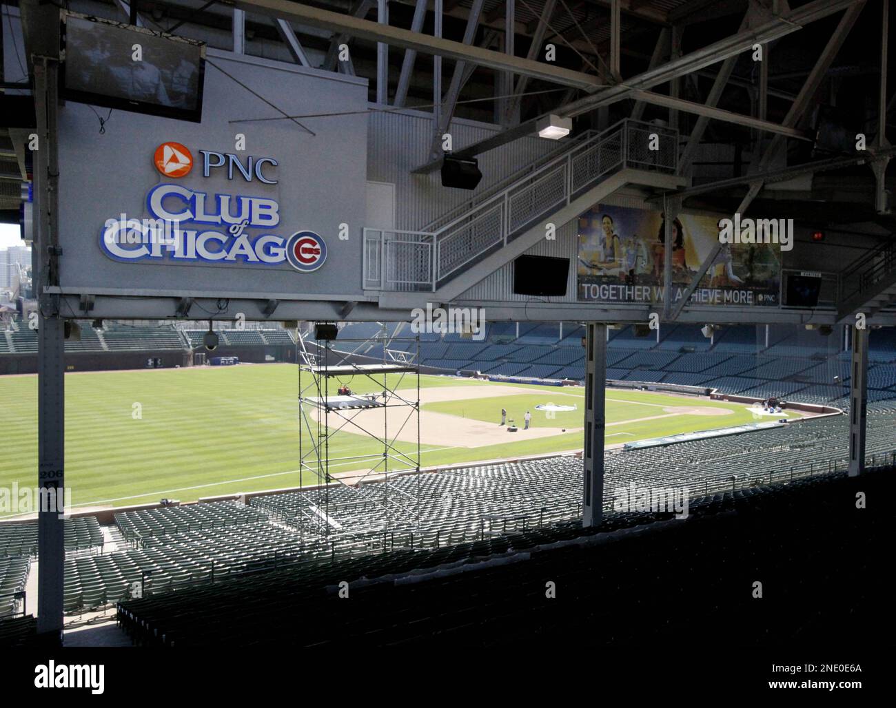 Pictured is the new PNC Club along the third base line at Wrigley Field ...