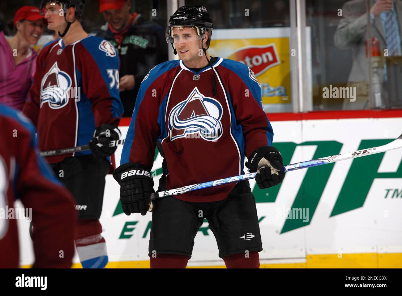 Colorado Avalanche defenseman John-Michael Liles warms up before facing ...