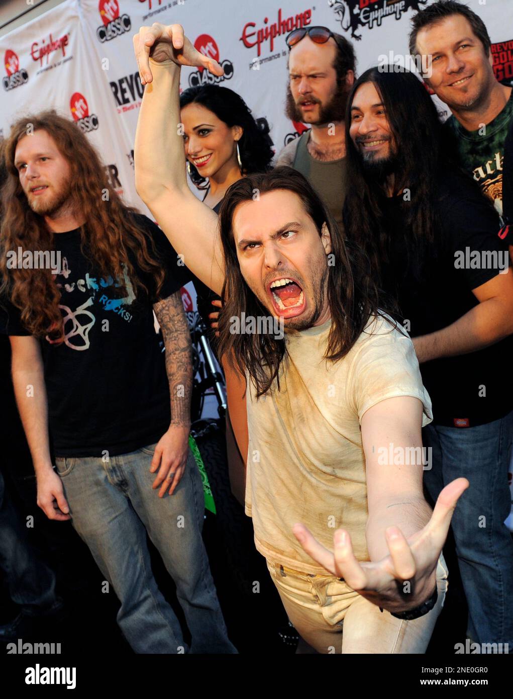 Andrew WK, front, host of the second annual Revolver Golden Gods Awards ...