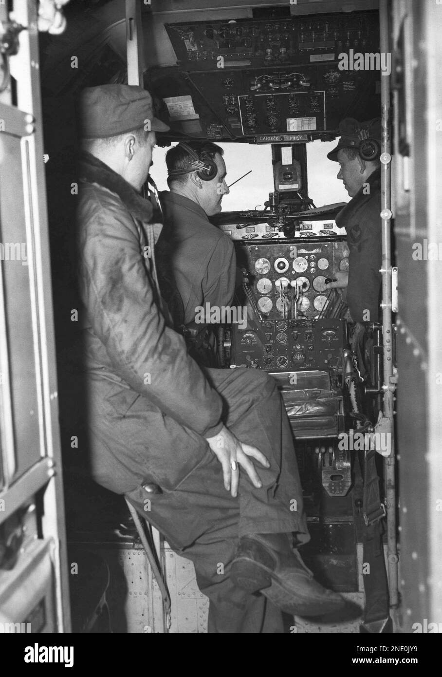 Left to right: M/Sgt. Charles M. Oliver, Major Samuel E. Ashworth and ...