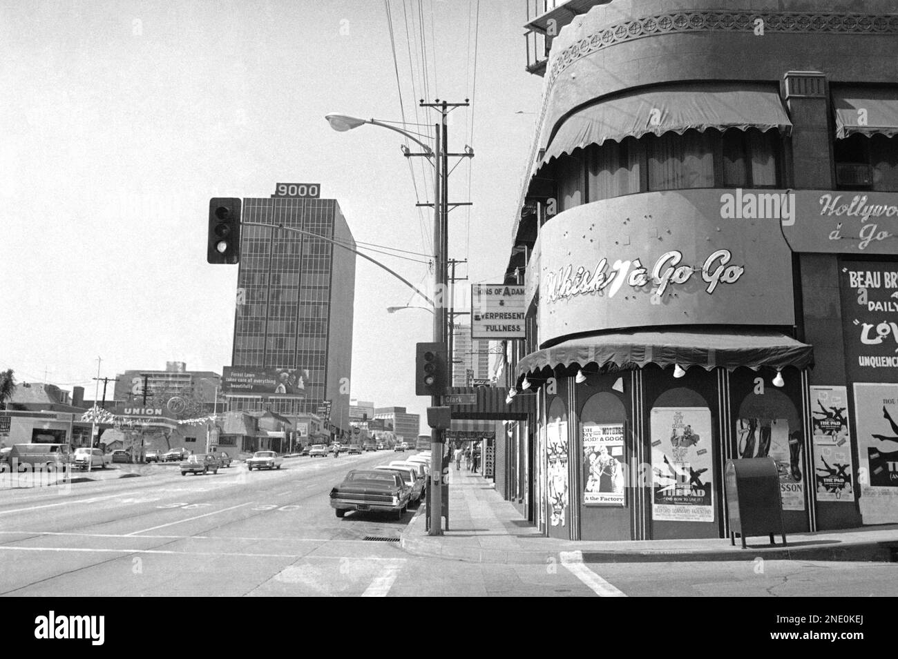 Sunset Strip in Hollywood, at corner of Clark street in Los Angeles on ...