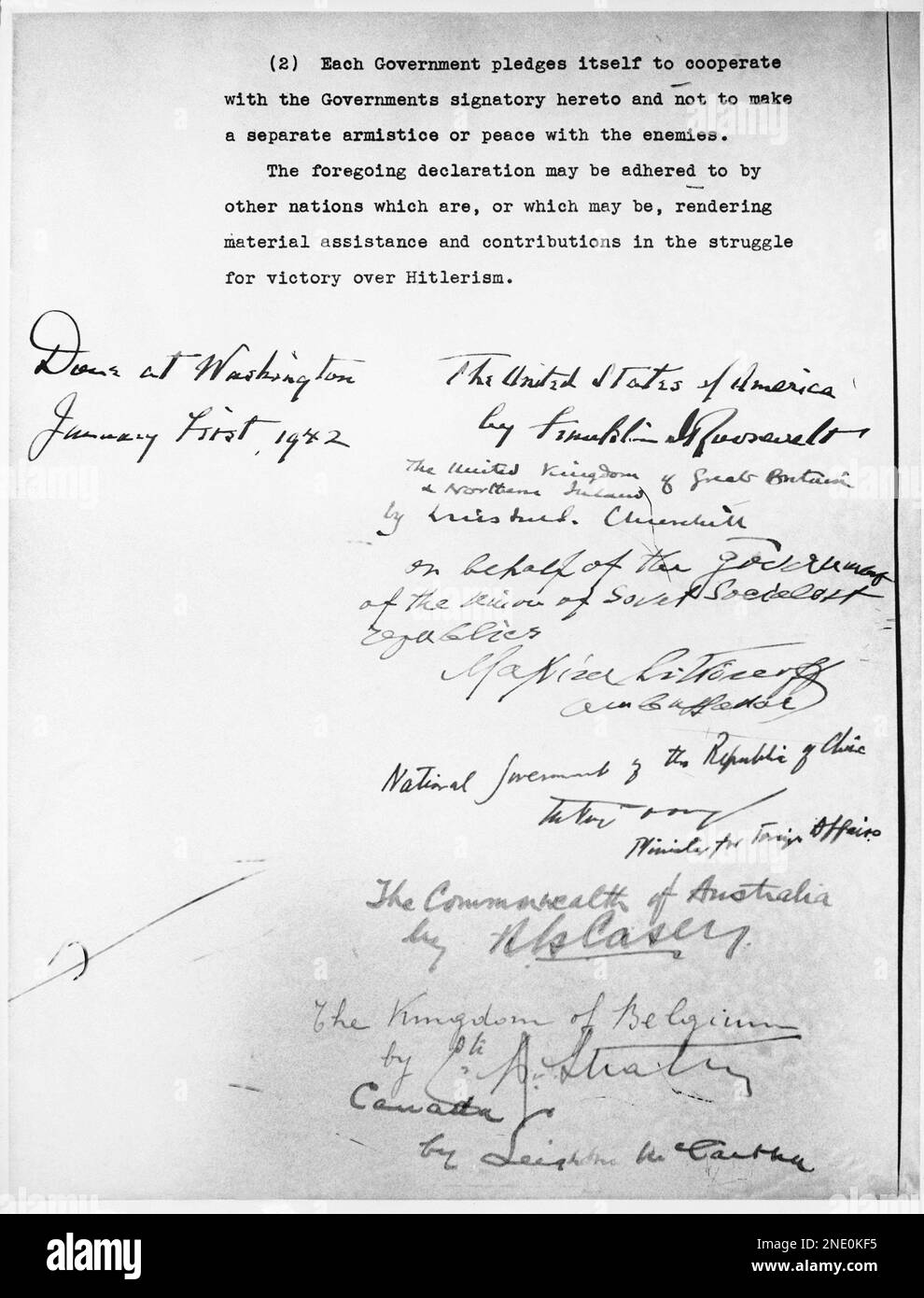 A three-page declaration by anti-axis countries 26 signatories ...