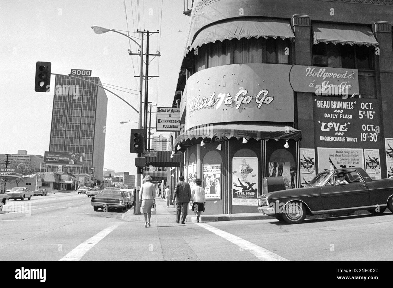 Sunset Strip in Hollywood, at corner of Clark street in Los Angeles on ...