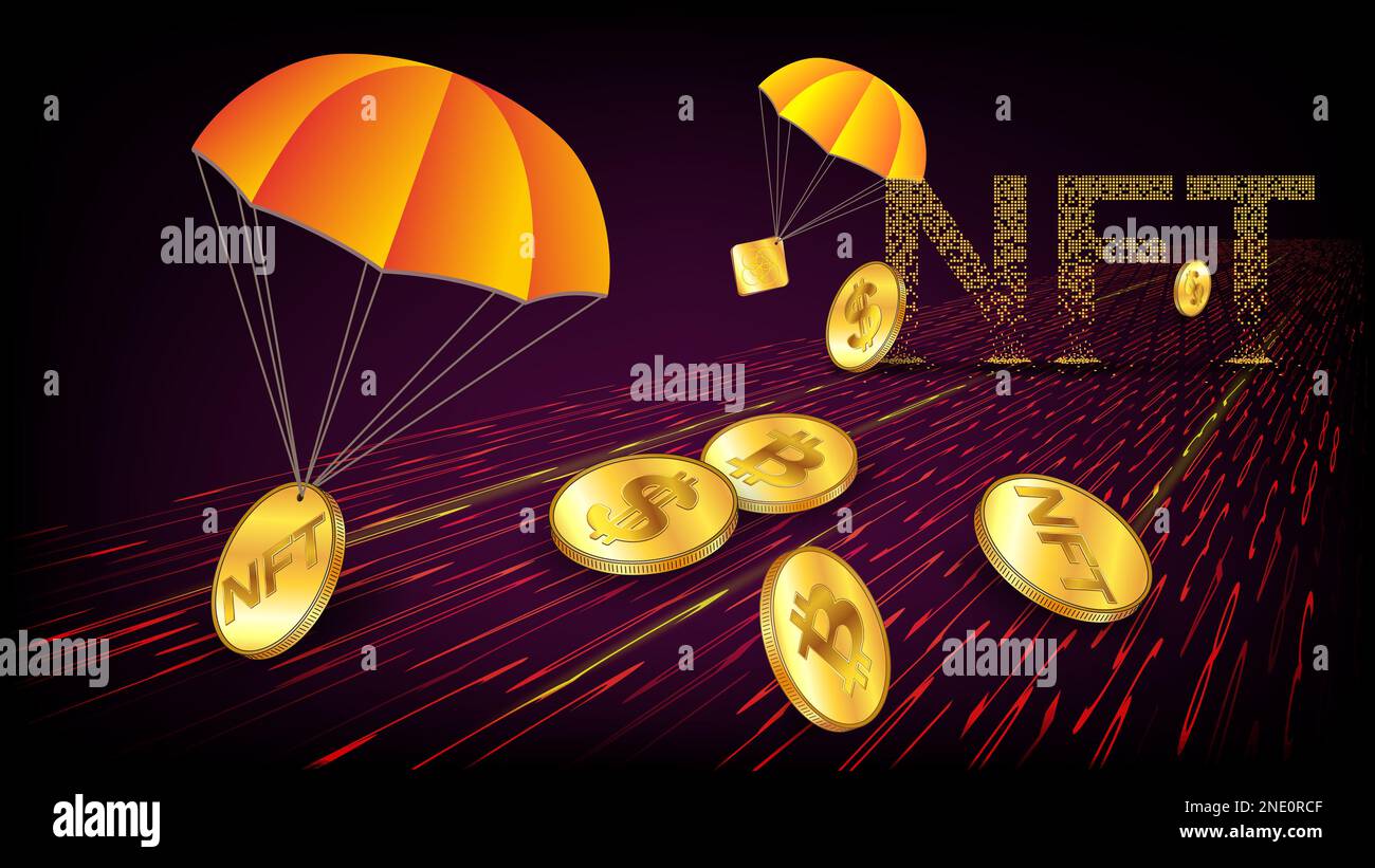 Futuristic free distribution of collectible NFT non fungible token with ...