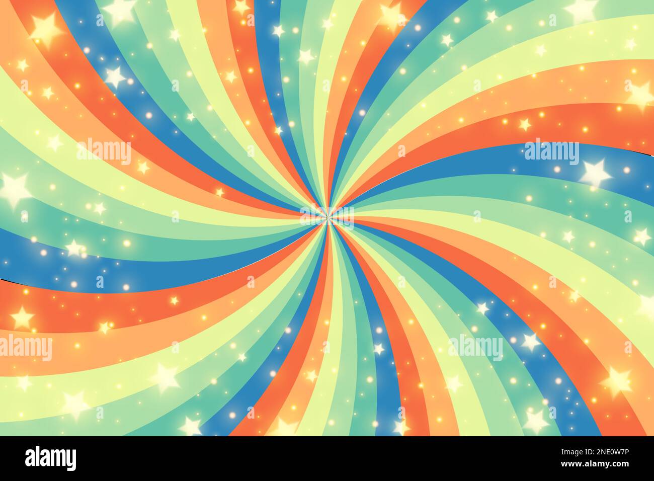 Retro Sunburst Background With Stars And Glitter Vintage Swirl Striped