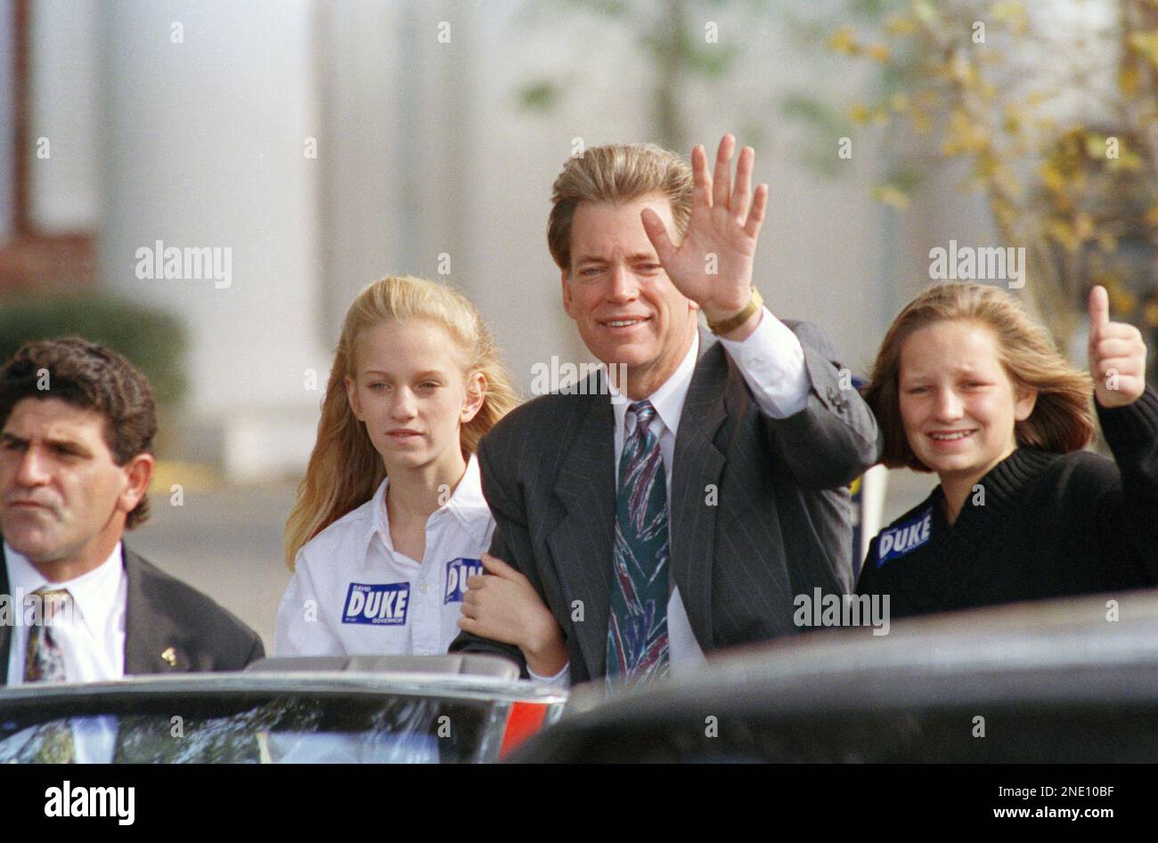 Louisiana Republican gubernatorial candidate David Duke waves to ...
