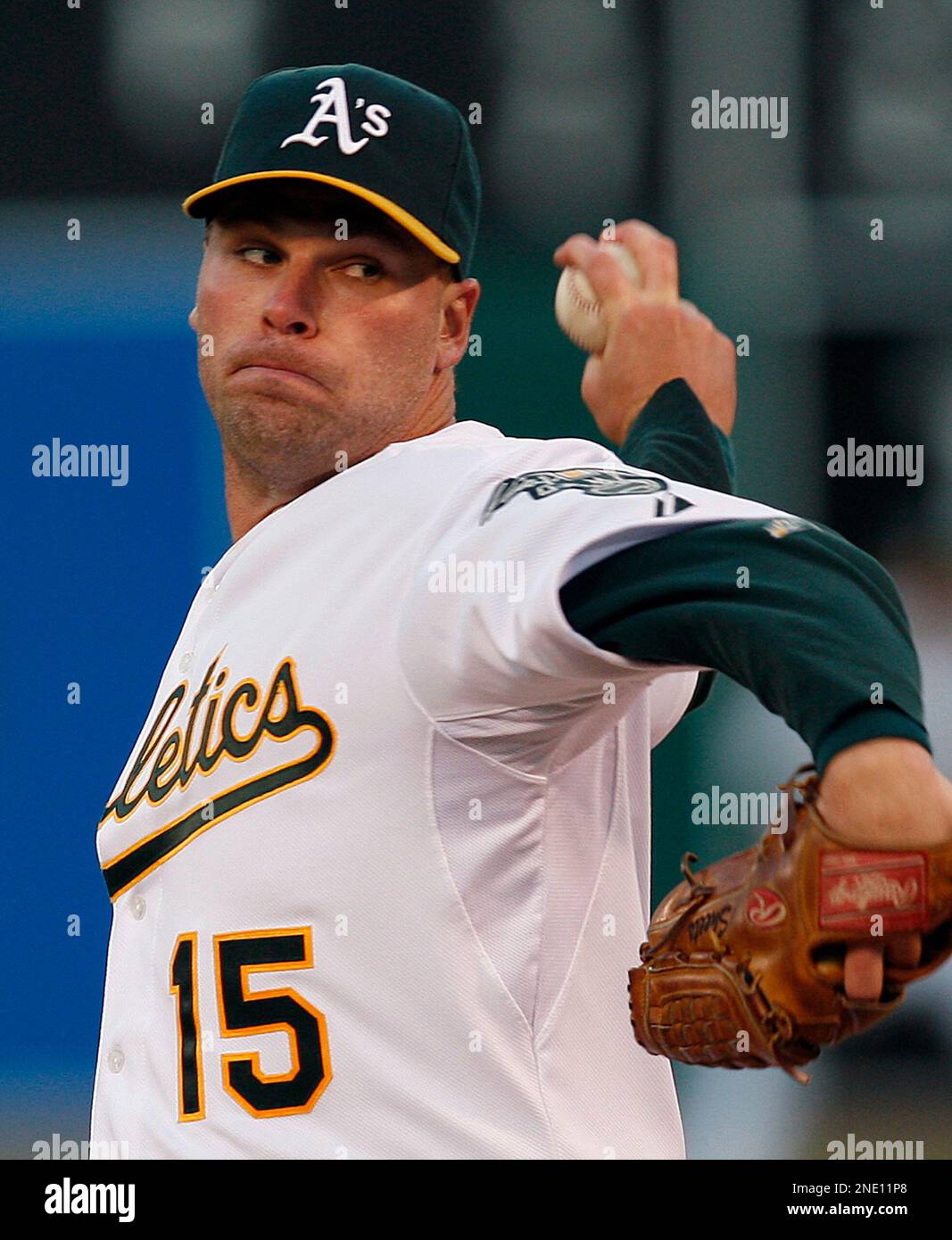 Oakland Athletics pitcher Ben Sheets works against the Seattle Mariners ...