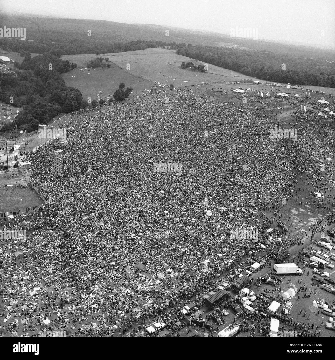 An aerial view of the massive crowds that crowded around the stage at ...