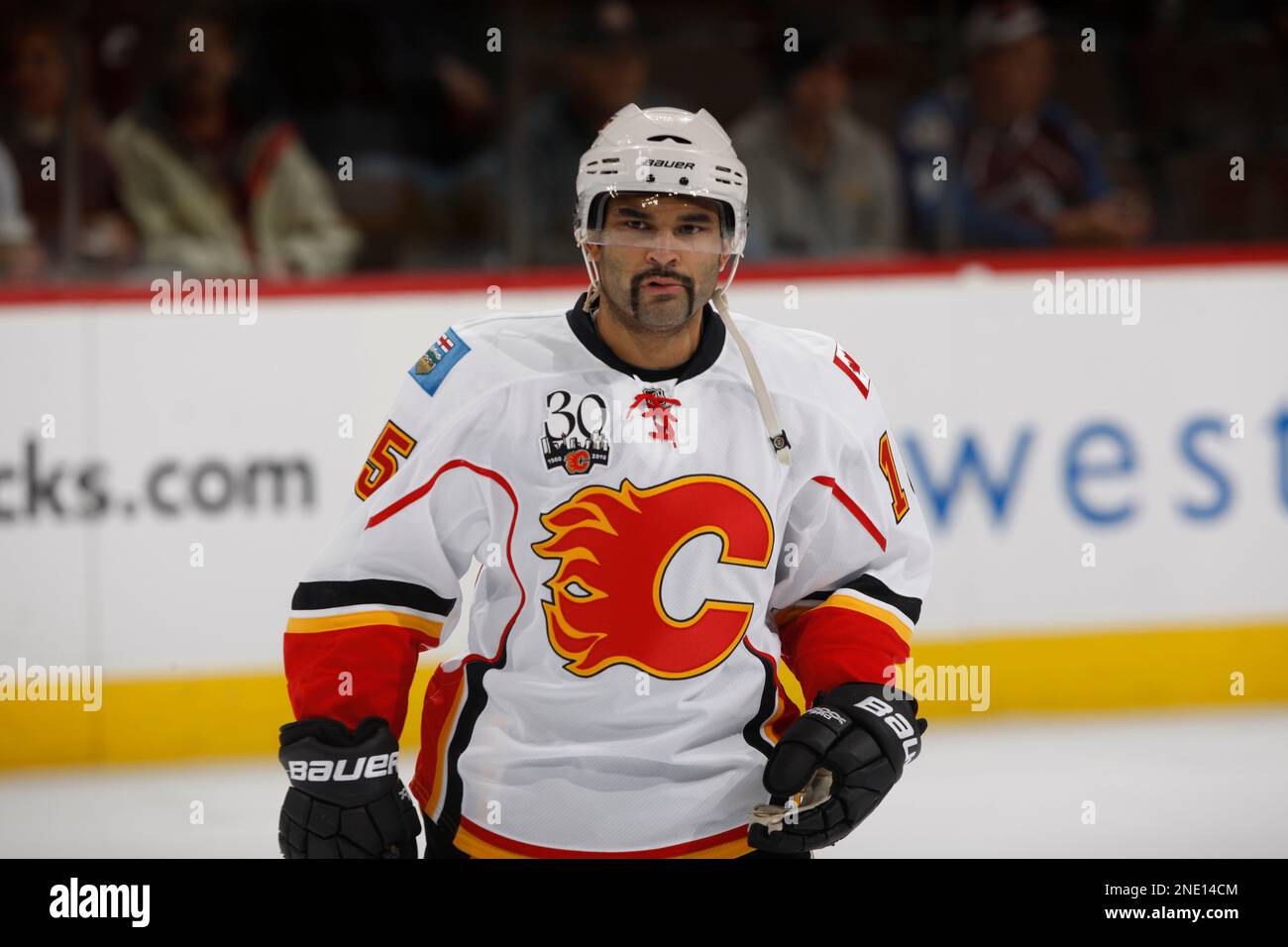 Calgary Flames left winger Nigel Dawes warms up before facing the ...