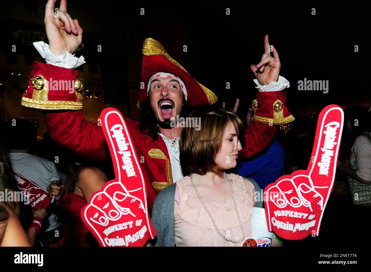 Captain Morgan and the Morganettes celebrate with basketball fans ...