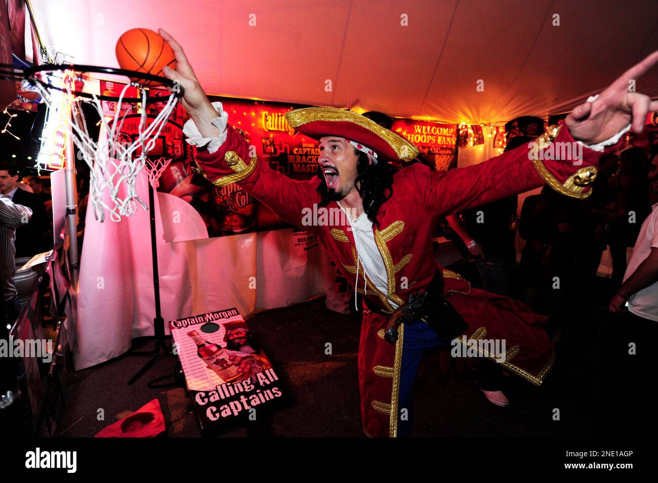 Captain Morgan and the Morganettes celebrate with basketball fans ...